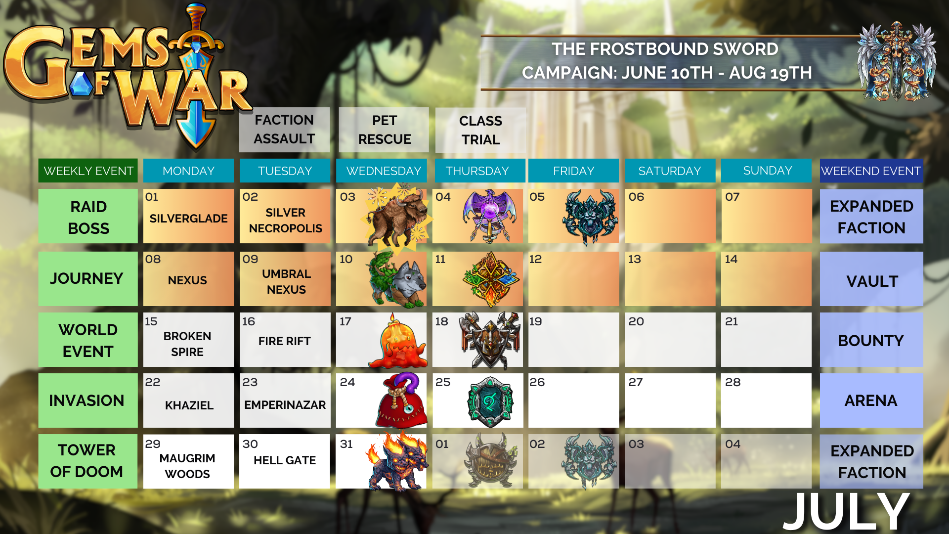 July Event Calendar – Gems of War